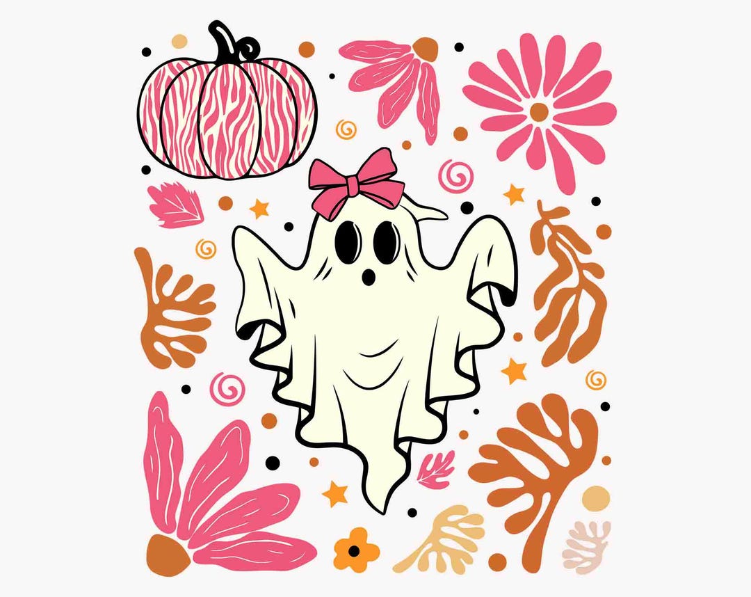 Cute Ghost Halloween PNG, Ghost Floral Png, Halloween Ghost Png ...