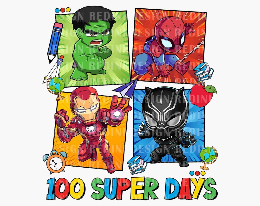 100 Super Days Png, Retro Hero Png, 100th Day of School Png, 100 Days ...
