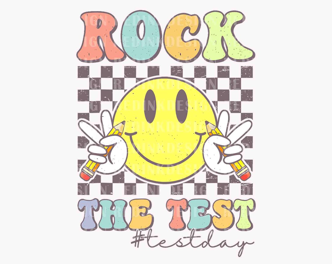 Checkered Rock the Test PNG, School Test Png, Test Day Png, Star ...