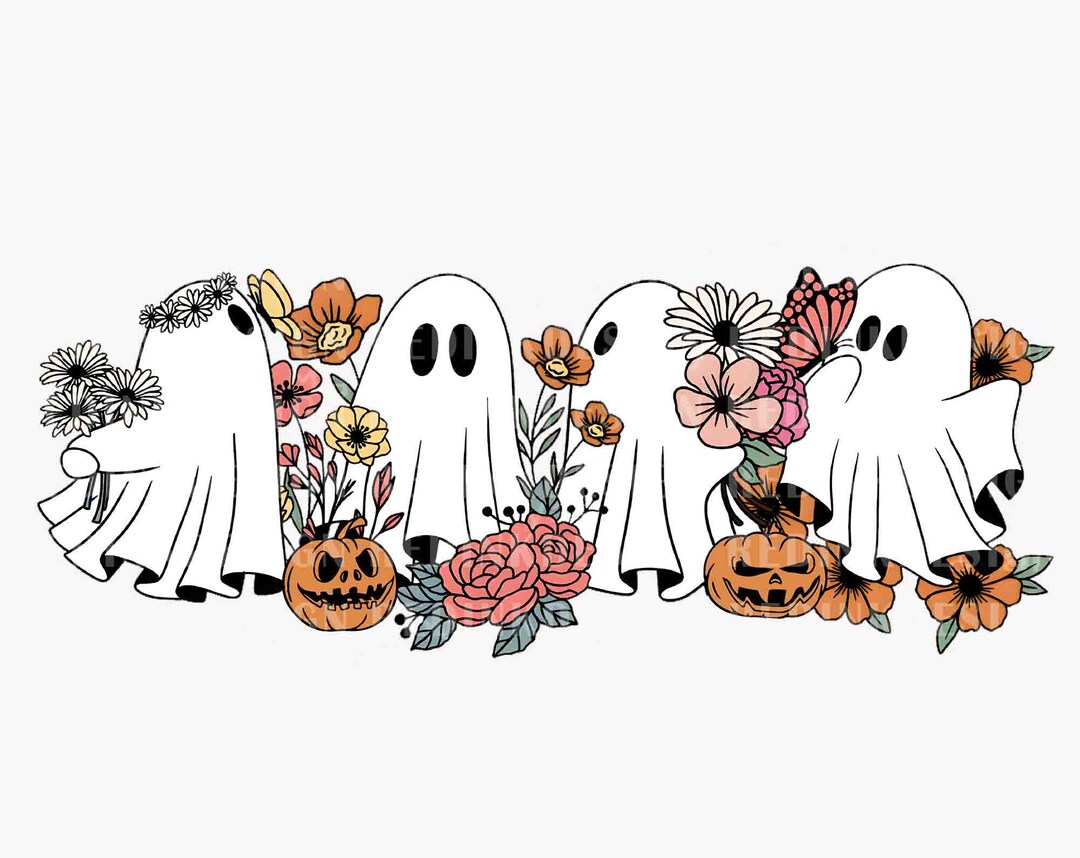 Cute Ghost Halloween PNG, Halloween Ghost Png, Ghost Floral Png ...