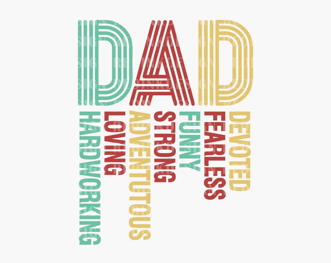 Dad Hardworking Loving Adventurous Strong Funny Fearless Devoted SVG ...