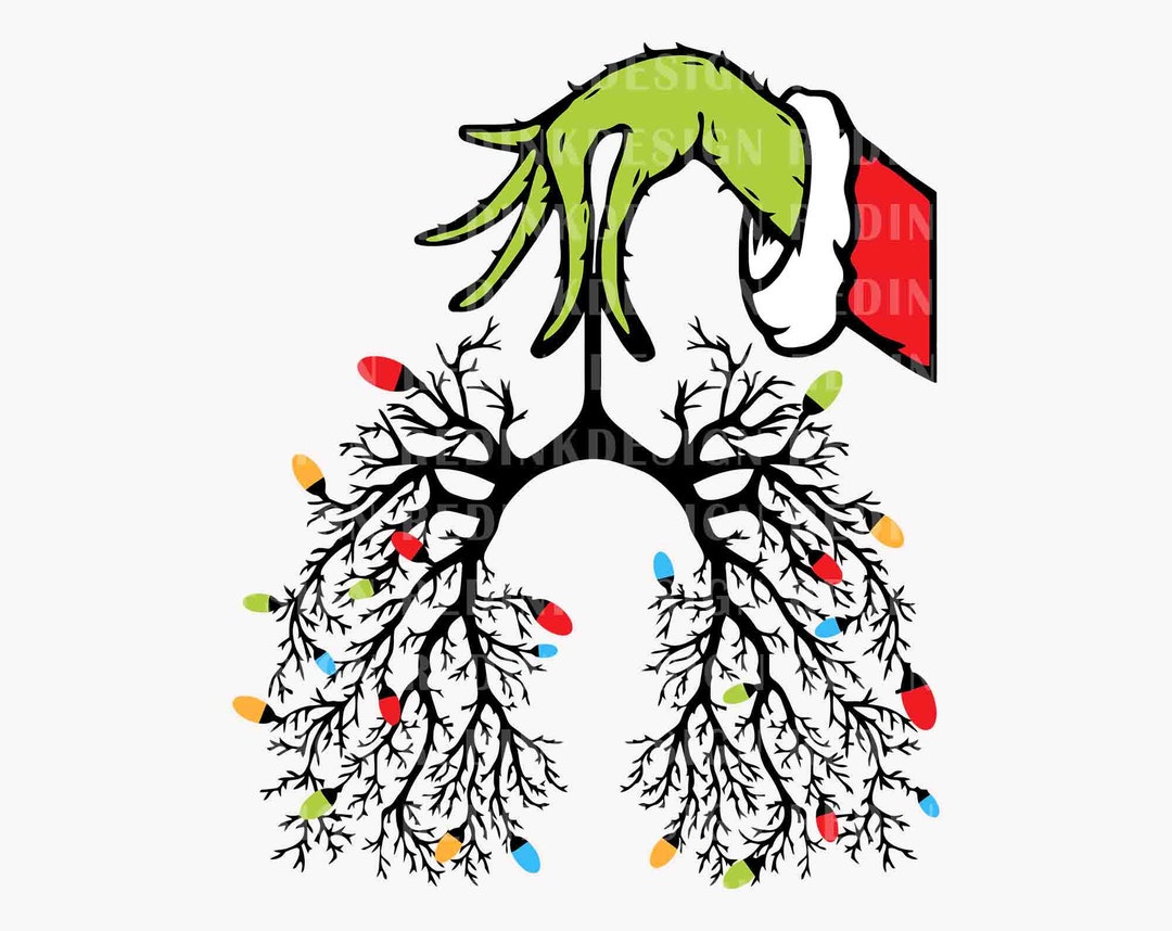 Lung Christmas Lights SVG, Christmas Nurse Svg, Respiratory Therapist ...