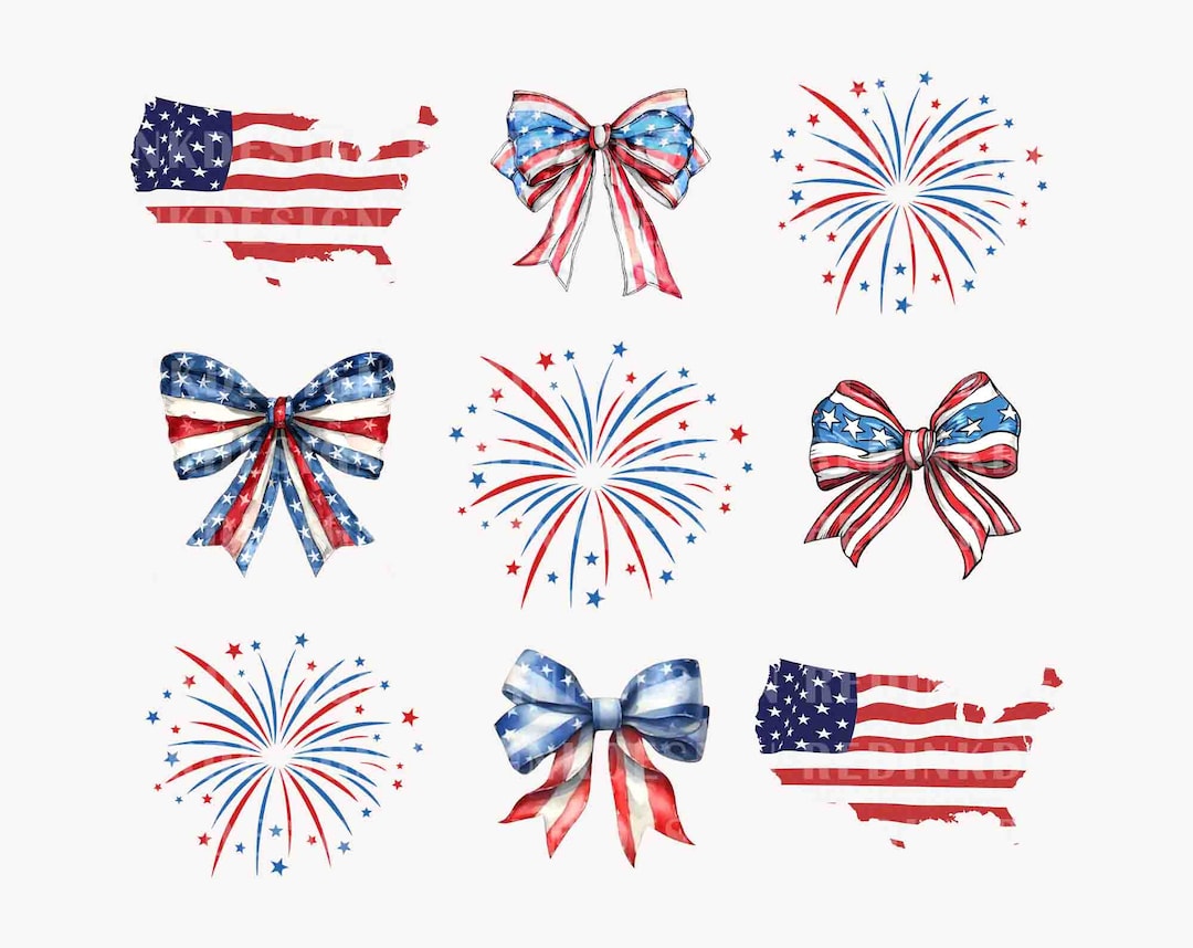 Coquette 4th of July PNG, USA Png, Coquette Bow Png, 4th of July ...