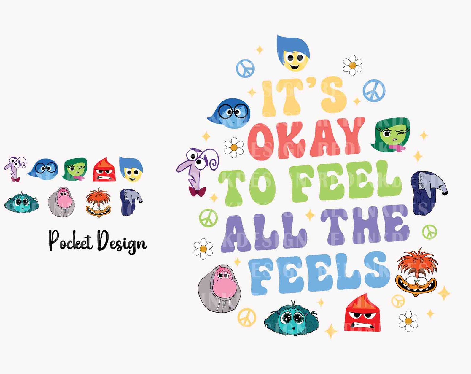 Inside Out It's Okay to Feel All the Feels PNG, Mental Health Png ...