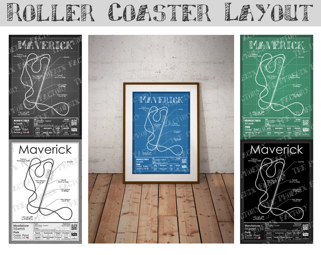Maverick - Cedar Point | Intamin : Rollercoaster Layout Poster - Etsy ...