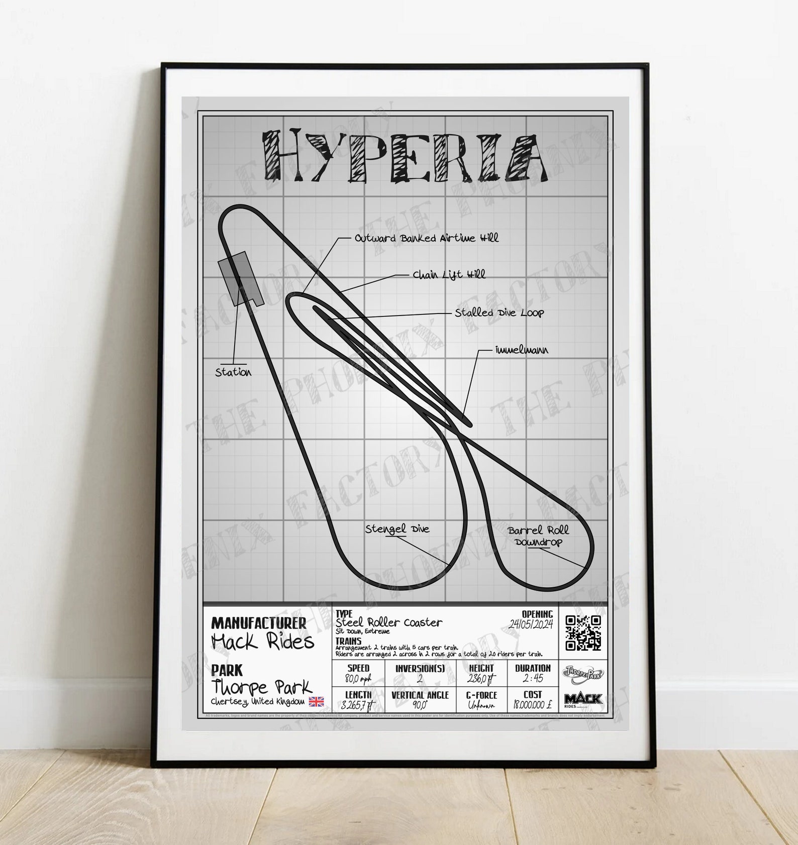Hyperia - Thorpe Park | Mack Rides : Rollercoaster Layout Poster - Etsy