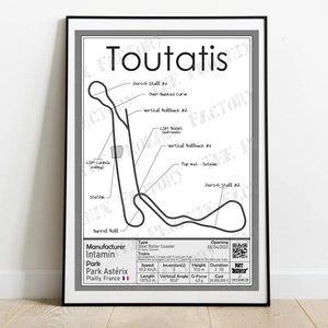 Toutatis - Parc Astérix | Intamin : Rollercoaster Layout Poster - Etsy