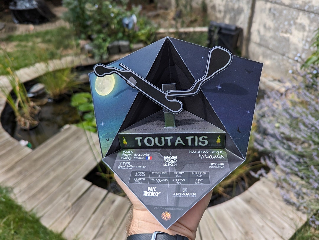 Toutatis - Parc Astérix | Intamin: Rollercoaster Layout Popup Card - Etsy