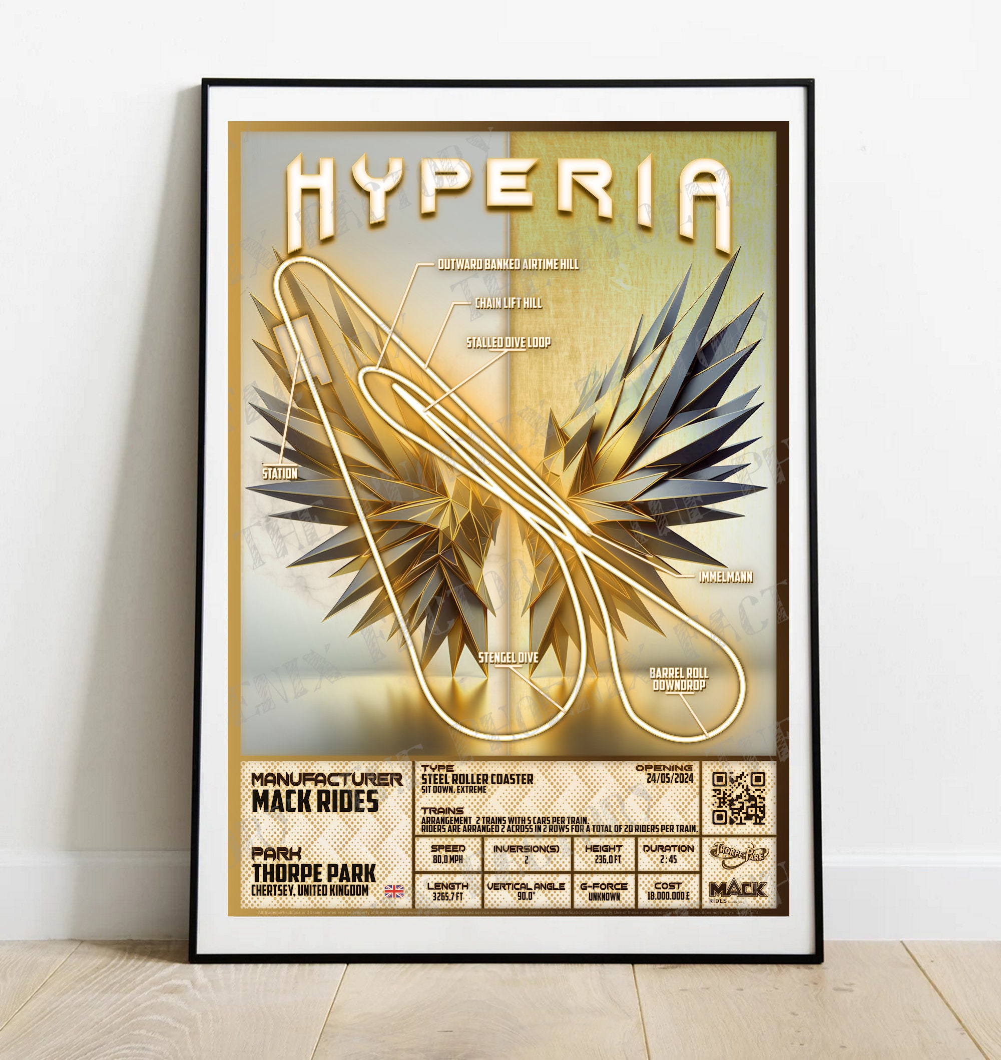 Hyperia - Thorpe Park | Mack Rides : Rollercoaster Layout Poster - Etsy