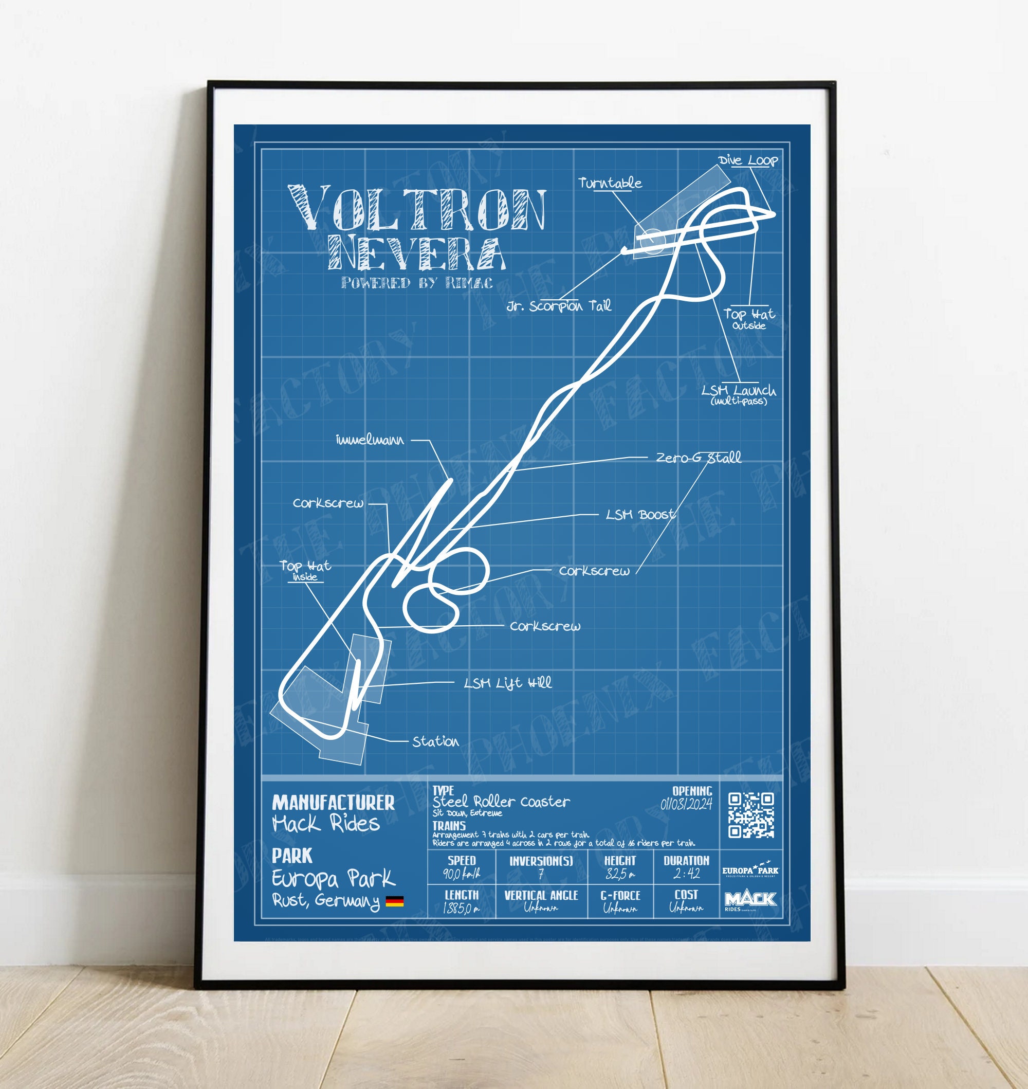Voltron Nevera EuropaPark Mack Rides : Rollercoaster Layout Poster ...