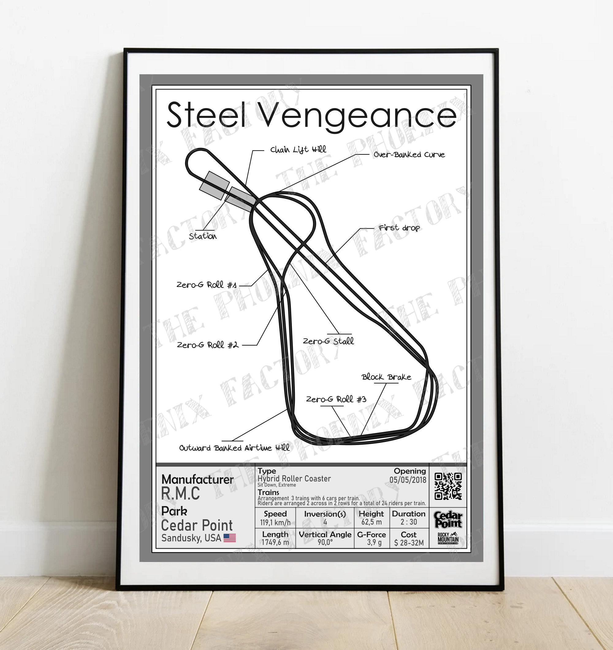 Steel Vengeance : Minimalistic Rollercoaster Layout - Etsy