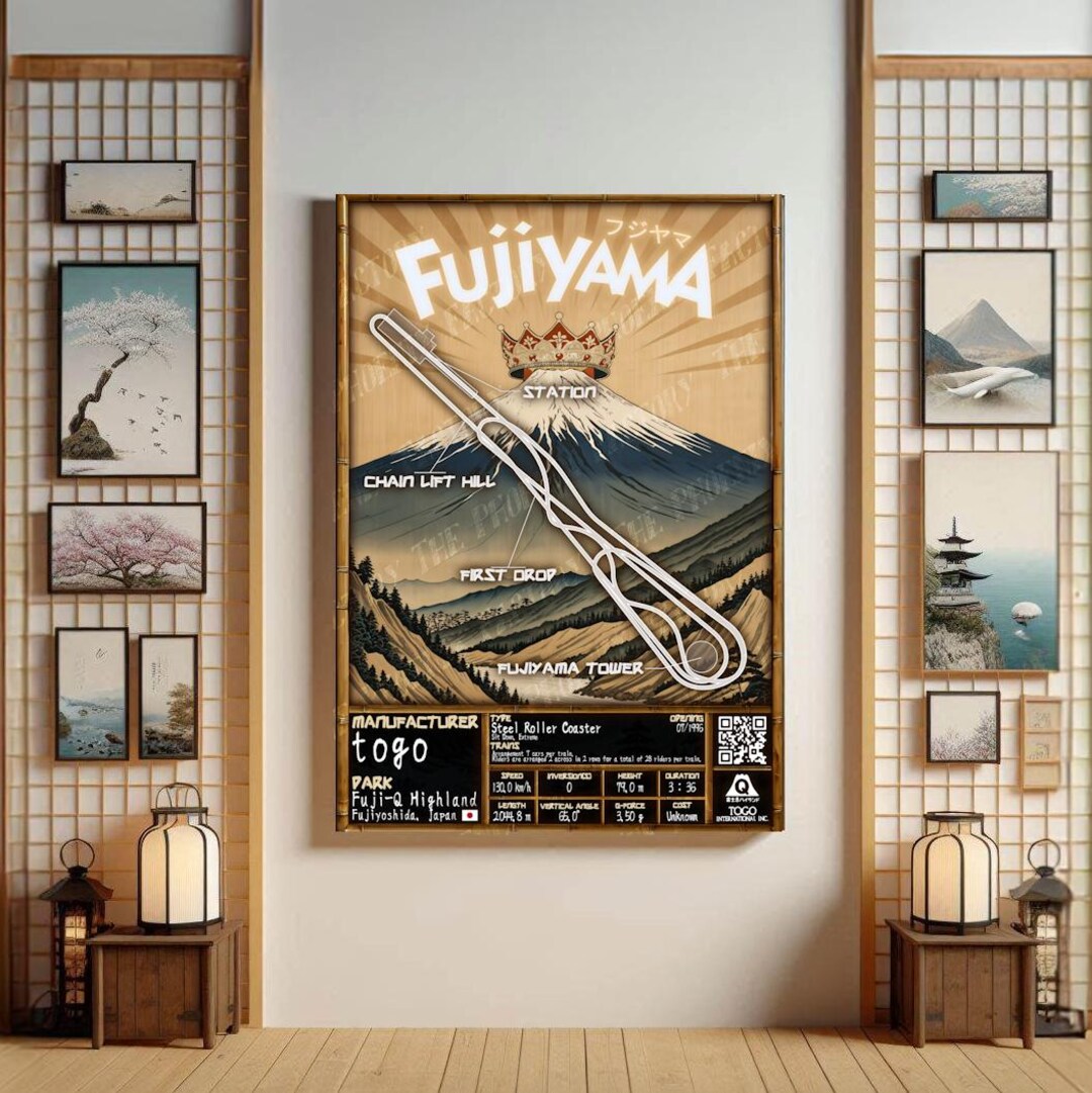 Fujiyama (フジヤマ) - Fuji-q | Togo : Rollercoaster Layout Poster - Etsy
