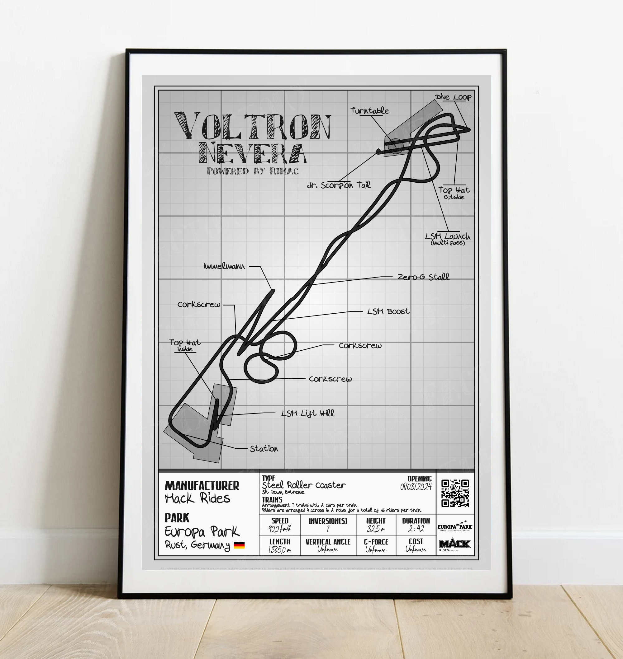 Voltron Nevera Europapark Mack Rides: Rollercoaster Layout - Etsy