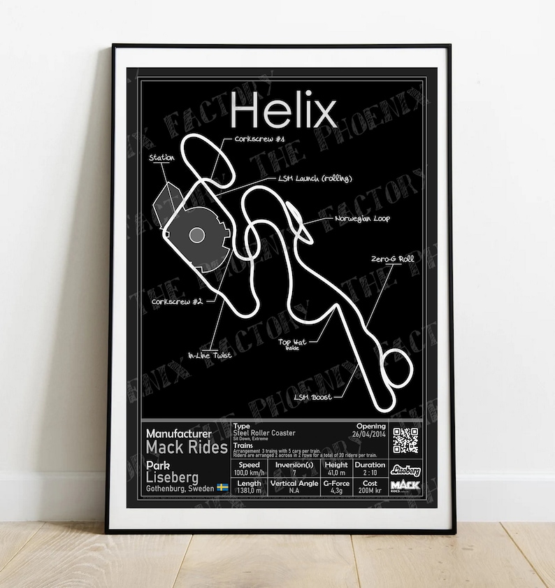 Helix - Liseberg | Mack Rides : Rollercoaster Layout Poster - Etsy