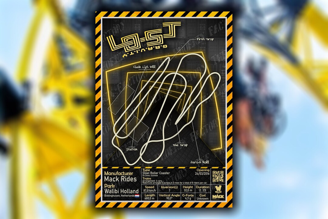 Lost Gravity - Walibi Holland X Mack Rides : Rollercoaster Layout - Etsy
