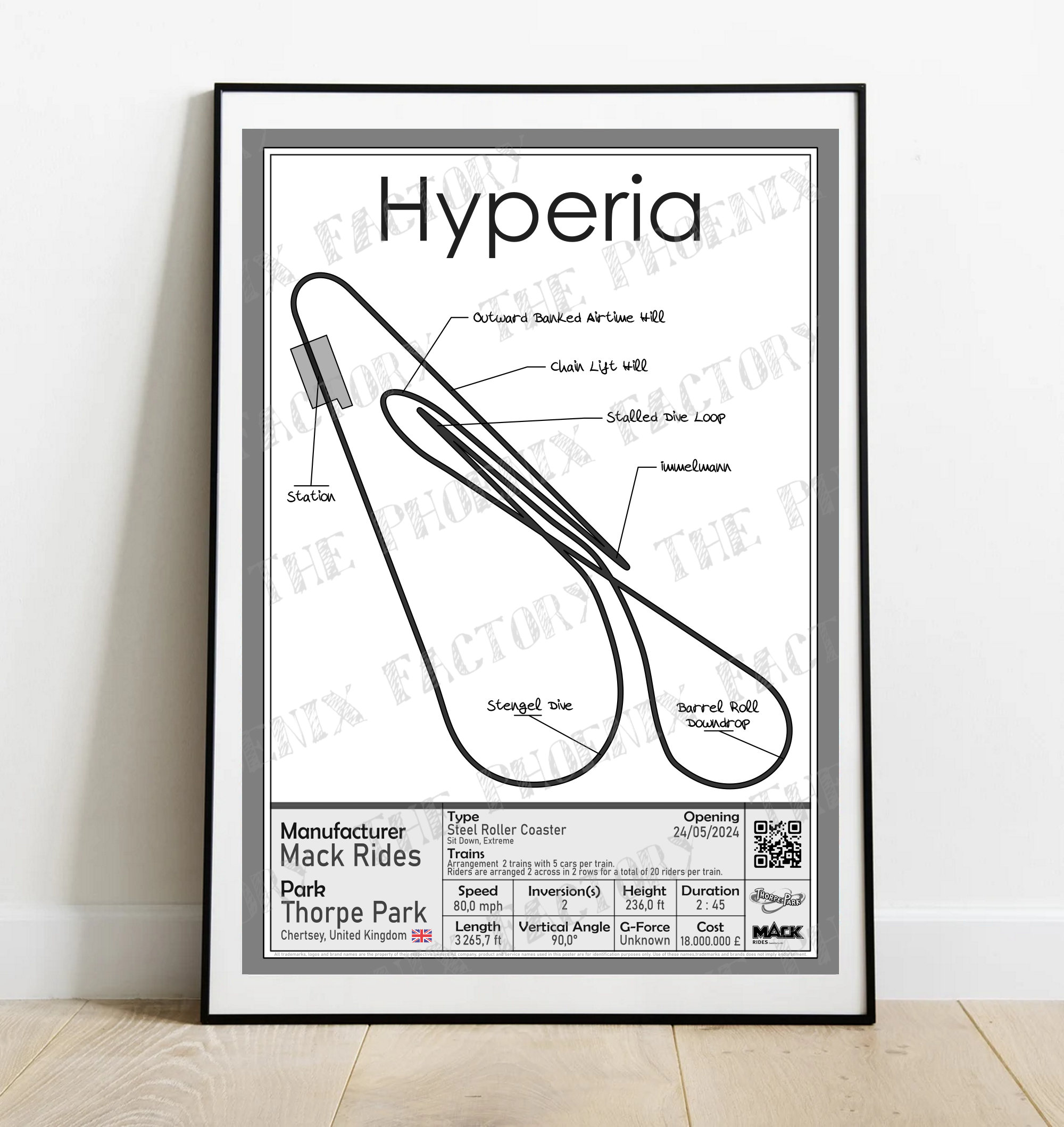 Hyperia - Thorpe Park | Mack Rides : Rollercoaster Layout Poster - Etsy