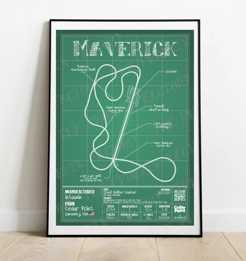 Maverick Cedar Point Intamin : Rollercoaster Layout Poster - Etsy France