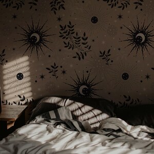 Mystic Sun and Moon Removable Wall Decor, Esoteric Witchy Wallpaper 94 ...