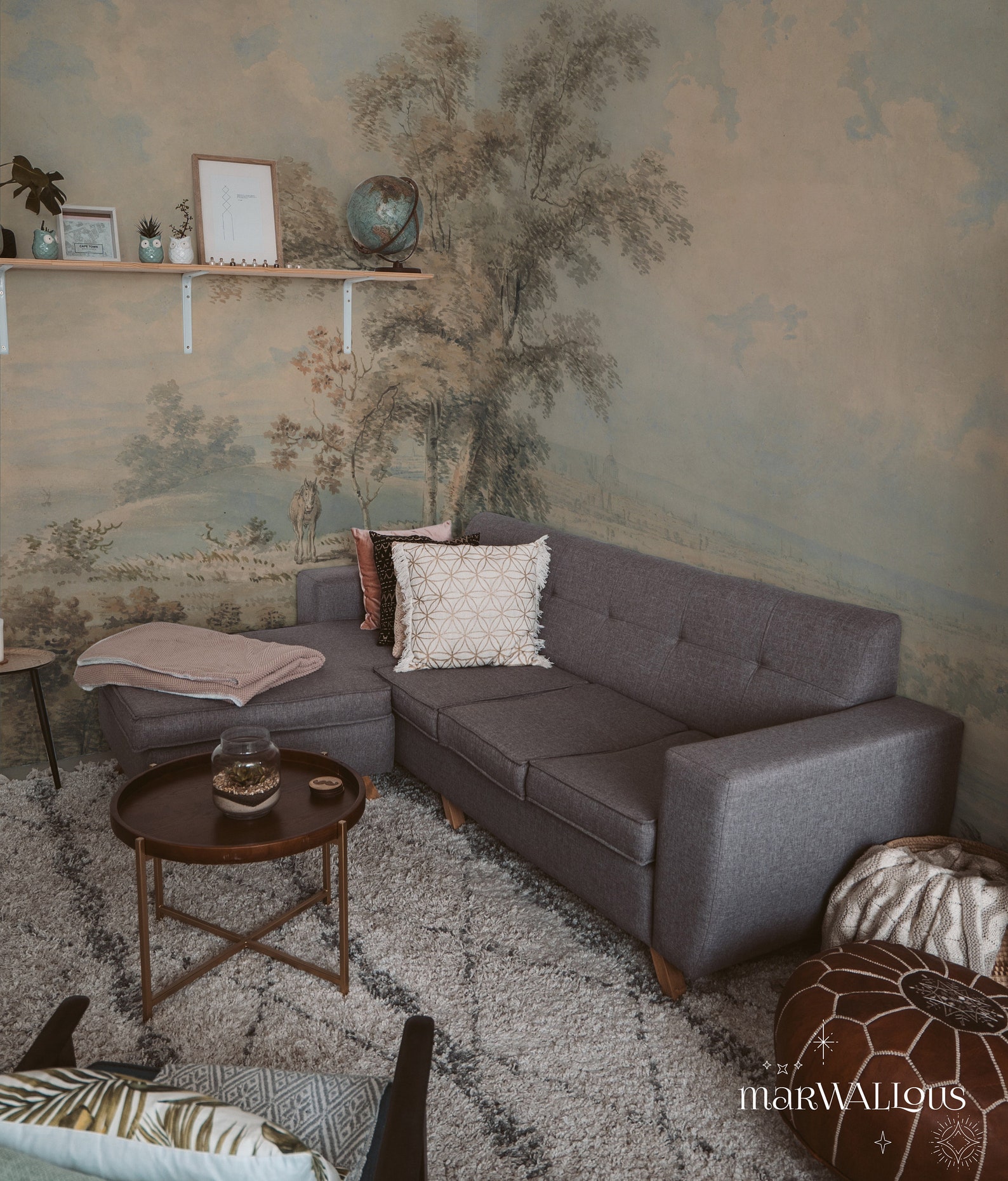 Vintage Tree Wallpaper, Watercolor Lanscape, Panoramic, Scenic Painting ...