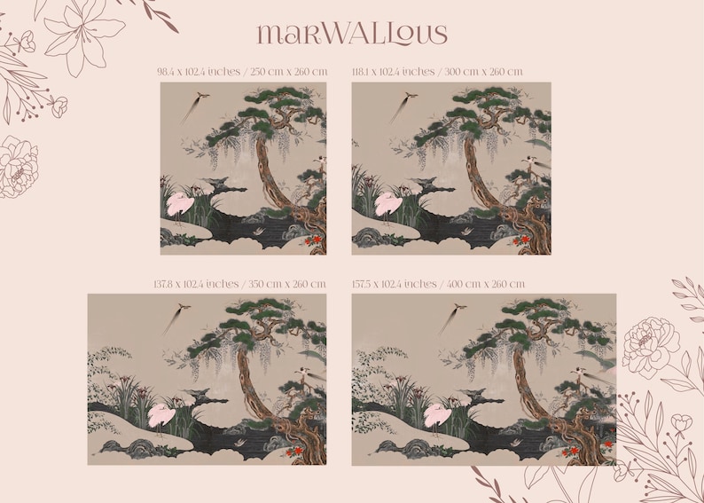 Japanese Garden Wallpaper, Japanese Decor, Peel and Stick, Removable ...