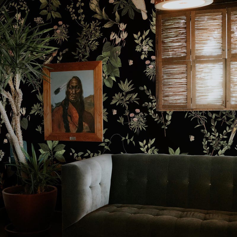 Dark Botanical Wallpaper - Etsy