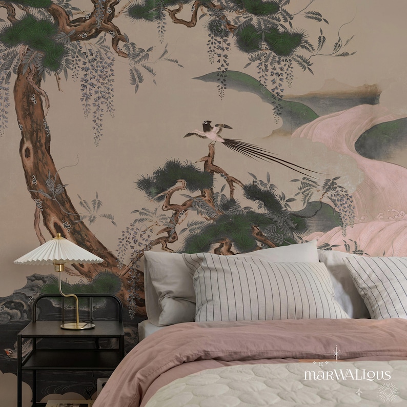 Japanese Garden Wallpaper, Japanese Decor, Peel and Stick, Removable ...