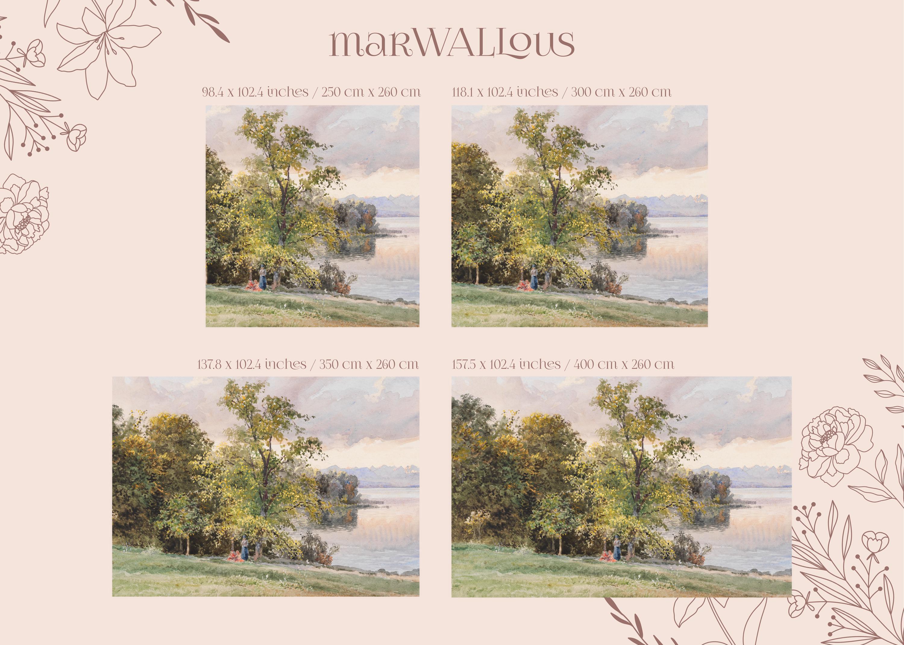 Lake and Trees Wallpaper, Nature Wallpaper, Serene Wall Art, Lakeside ...