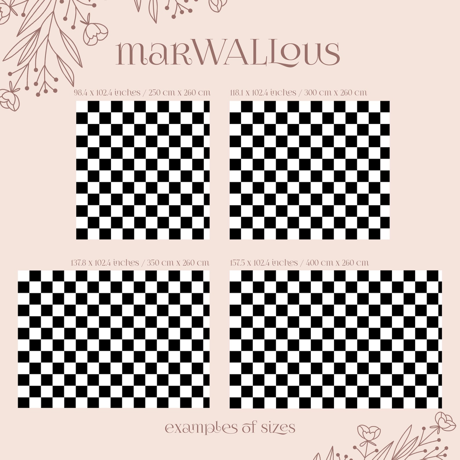 Custom Colors Checkerboard Wallpaper Black & White Peel and Stick Wall ...