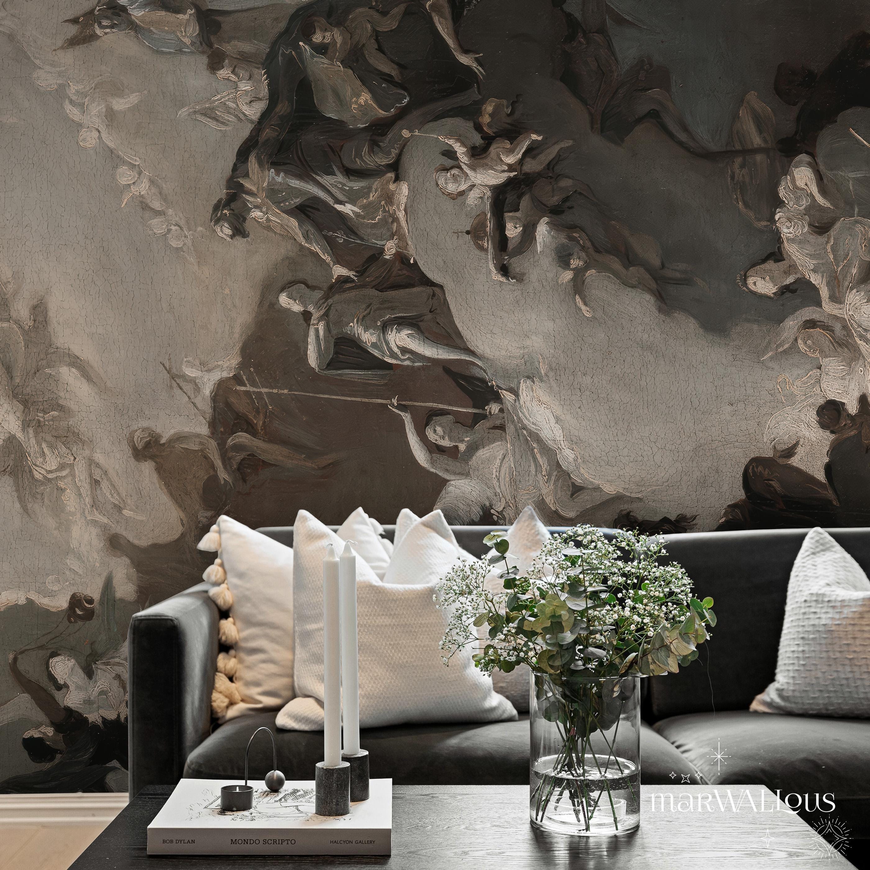 Vintage Baroque Ceiling Wallpaper, "glorification of Saints" Heavenly ...