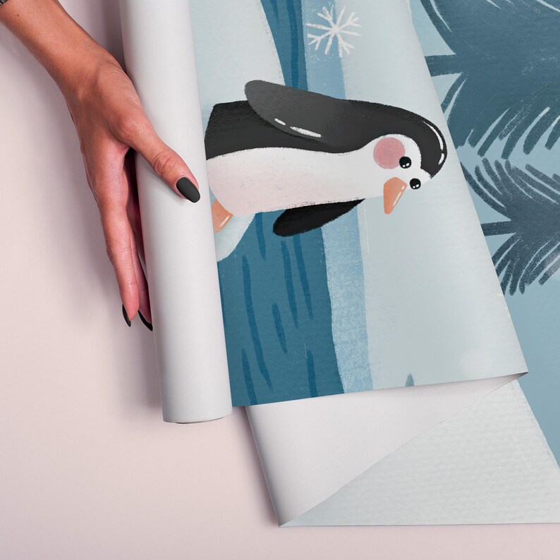 Arctic Animal Wall Mural, Penguin and Polar Bear Peel and Stick ...