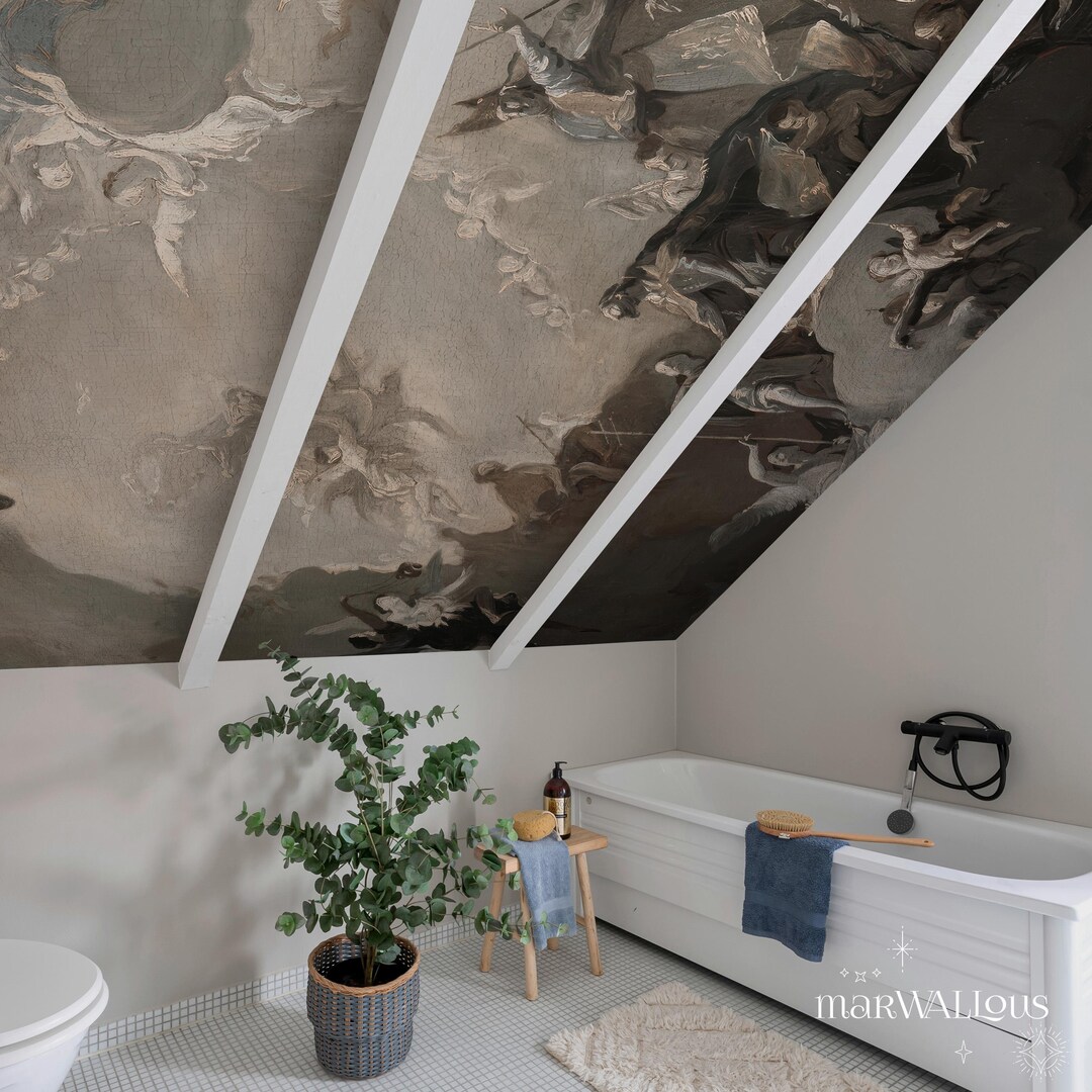 Vintage Baroque Ceiling Wallpaper, "glorification of Saints" Heavenly ...
