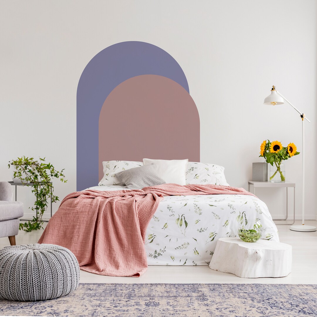Double Color Arch Wall Sticker, Removable Semi-circle Shape Headboard ...