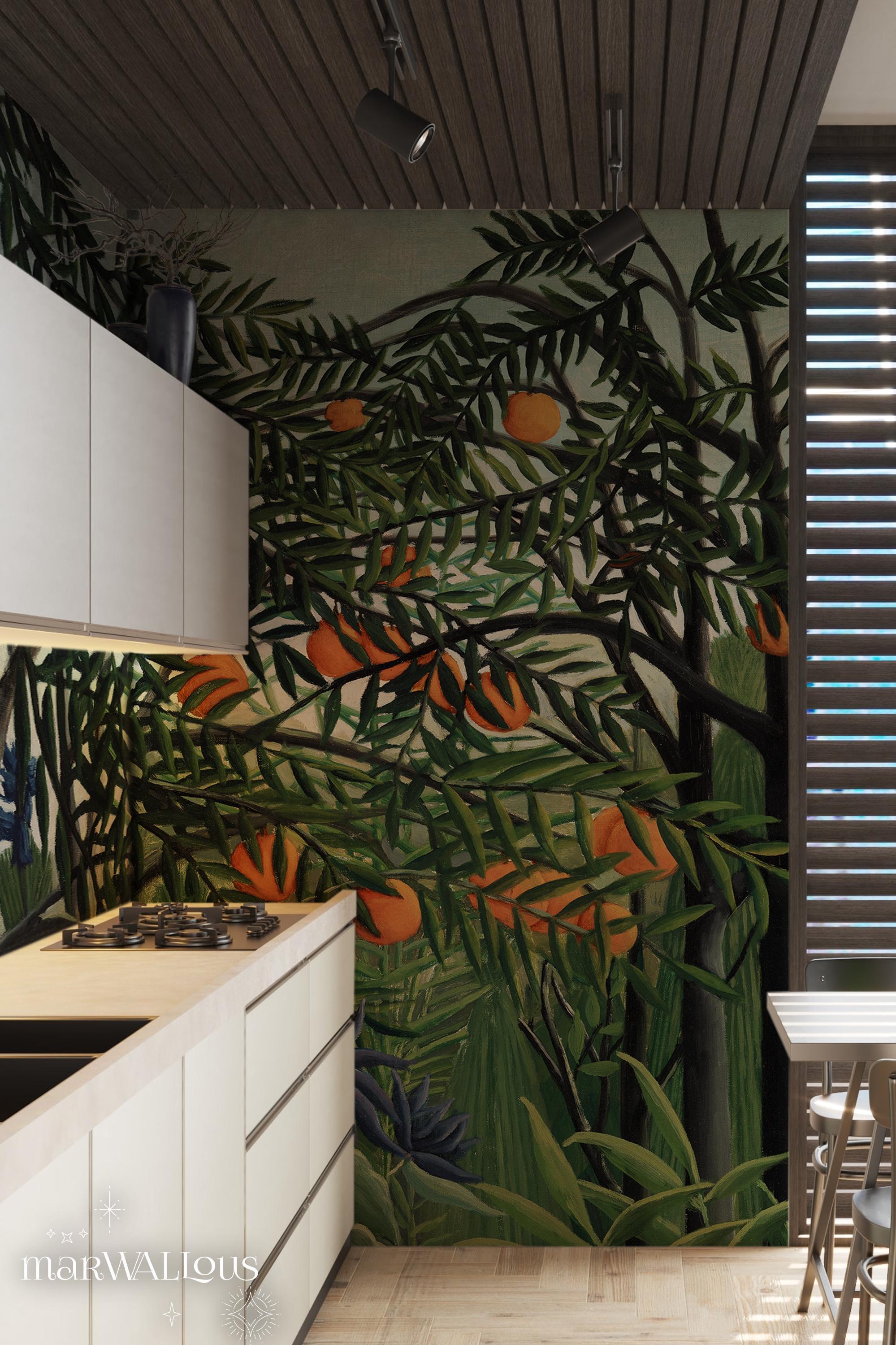 Henri Rousseau Tropical Jungle Wallpaper, Exotic Rainforest Mural, Peel ...