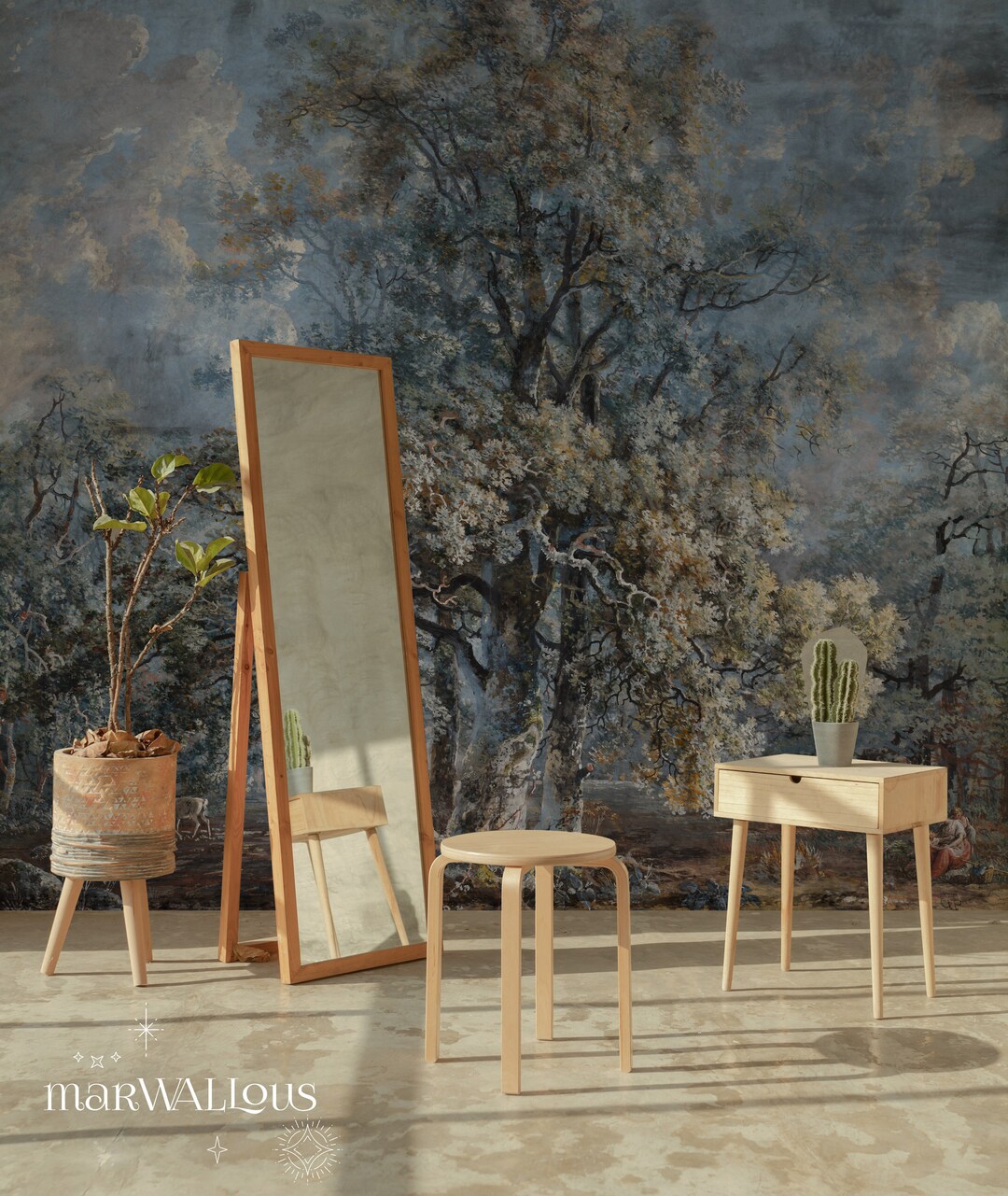 Tree Wall Mural, Peel and Stick, Forest, Removable Wallpaper, Renter ...