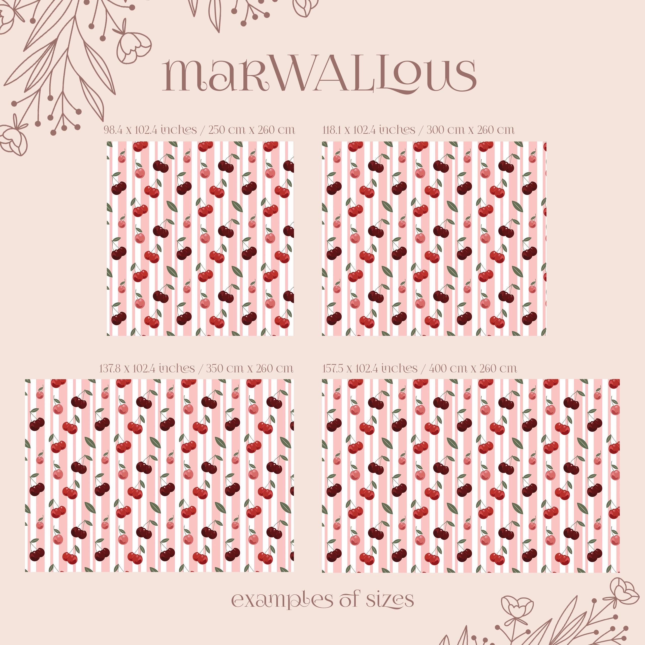 Custom Colors Cherry Stripes Wallpaper White & Pink Peel and Stick Wall ...