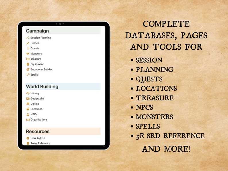 Scribe - a D&D 5e Notion Campaign Manager | TTRPG Notion Template - Etsy