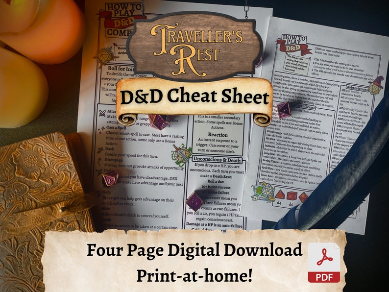 D&D Player's Cheat Sheet | How to Play Dungeons and Dragons | Digital ...