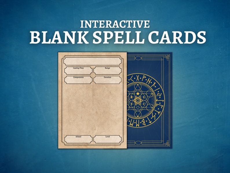 Interactive Editable Blank Spell Cards | D&D Spell Cards | Dnd ...