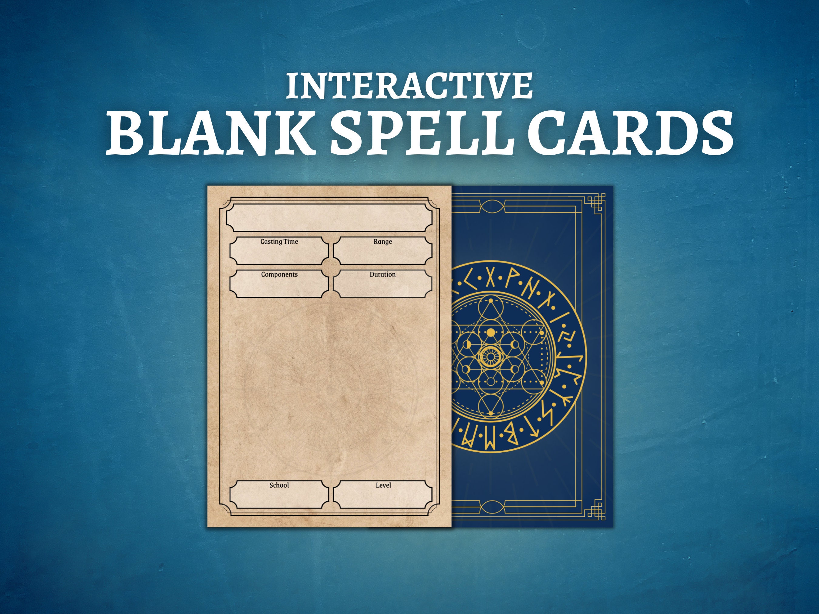 Interactive Editable Blank Spell Cards | D&D Spell Cards | Dnd ...