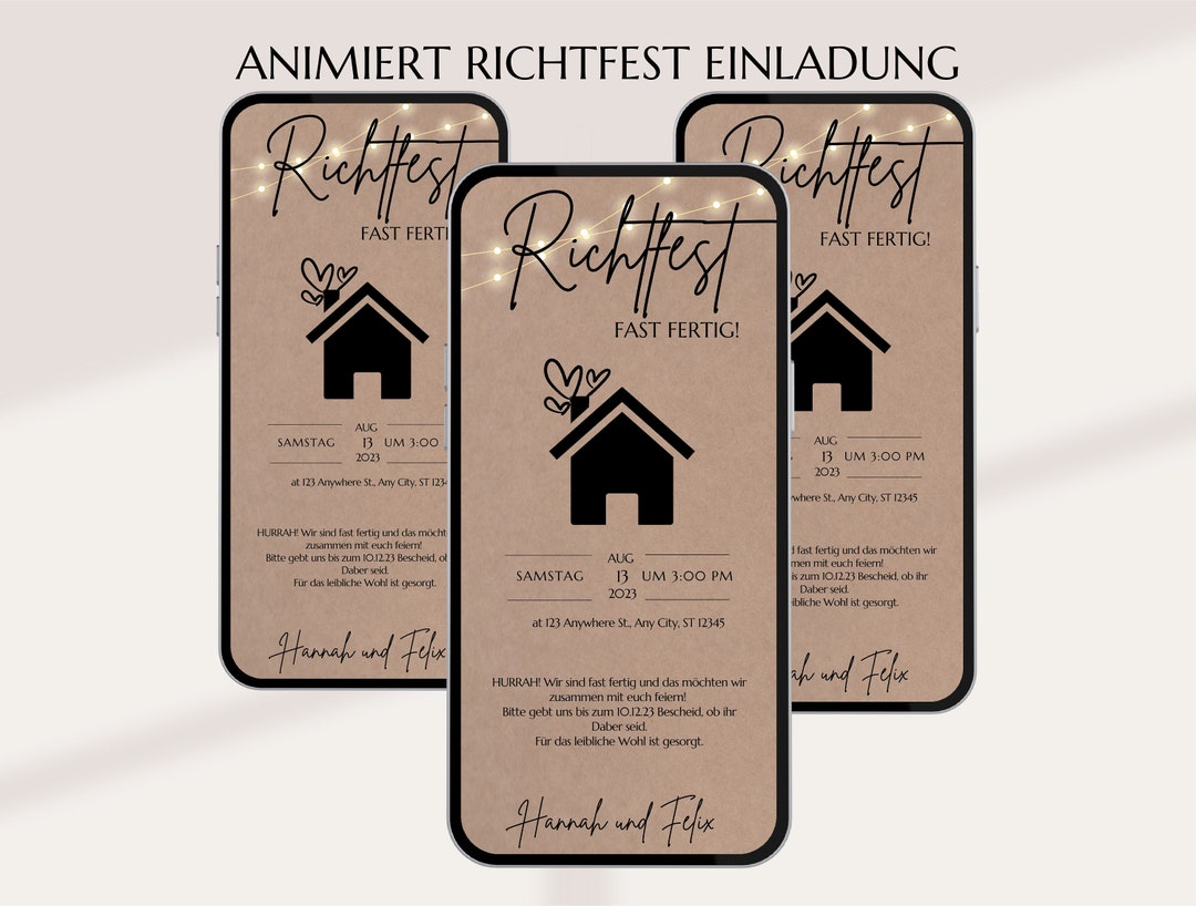 Elegantes Text Einladung Richtfest Fotos