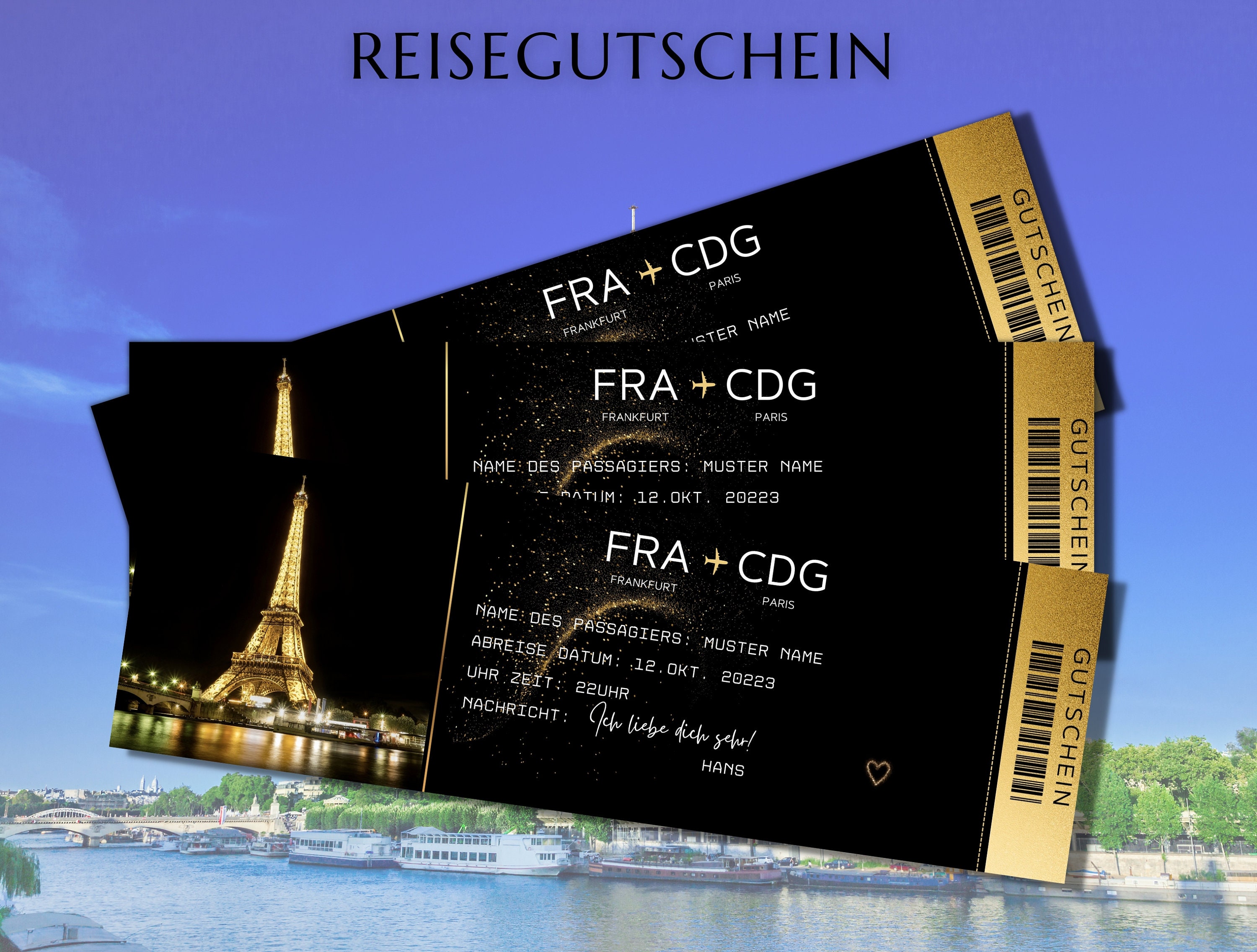 Gutschein Vorlage Fluggutschein Personalisieren Ausdrucken Digital ...