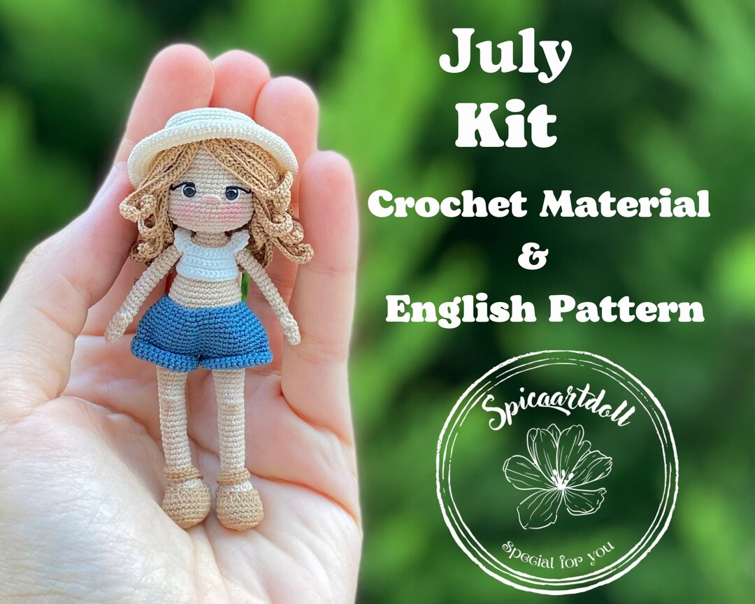 Miniature July Crochet Kit: Amigurumi Doll With English Pattern - Etsy
