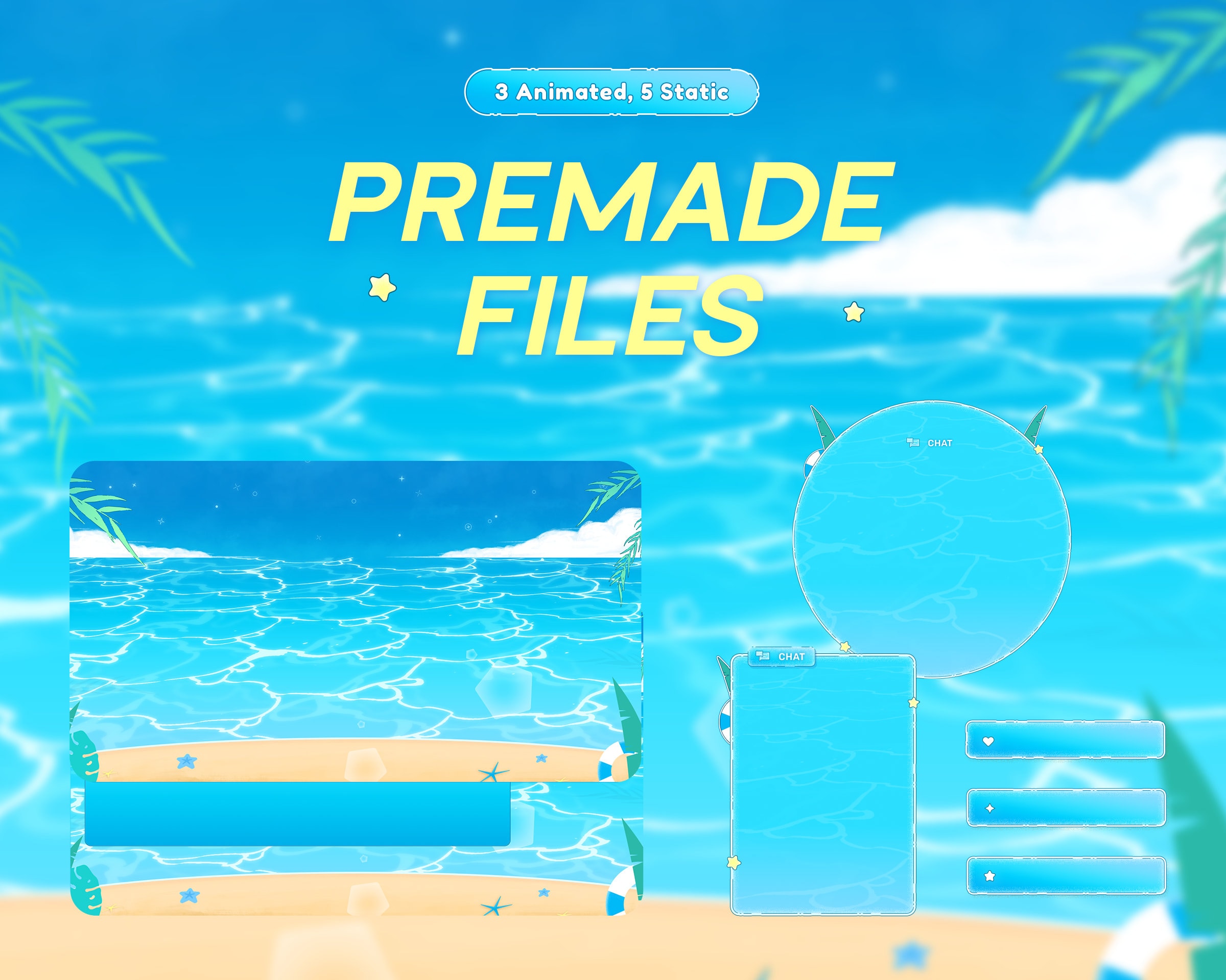 Animated Beach Ocean Stream Overlay Package, Twitch (digital Download ...