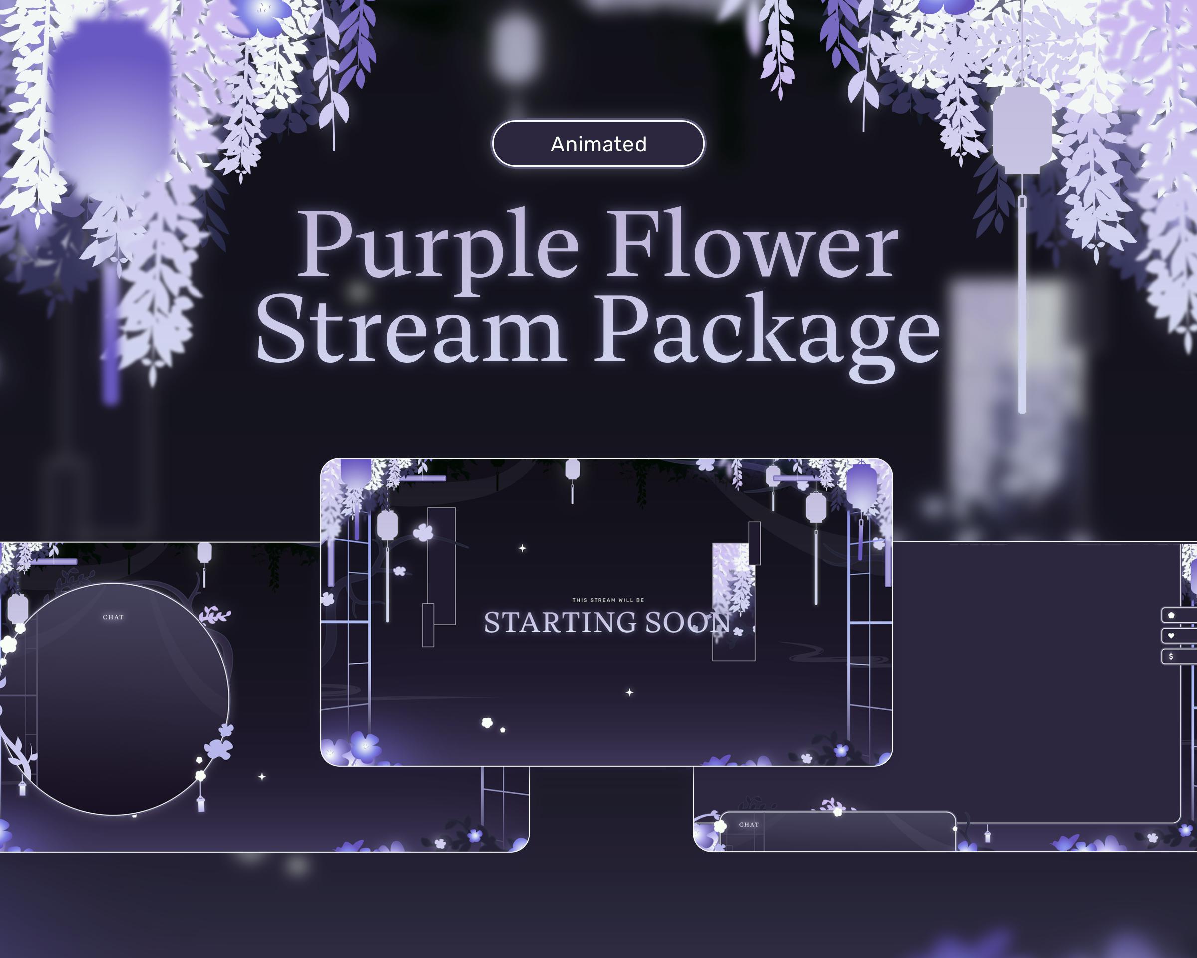 Purple Flower Animated Stream Overlay Package (digital Download) - Etsy