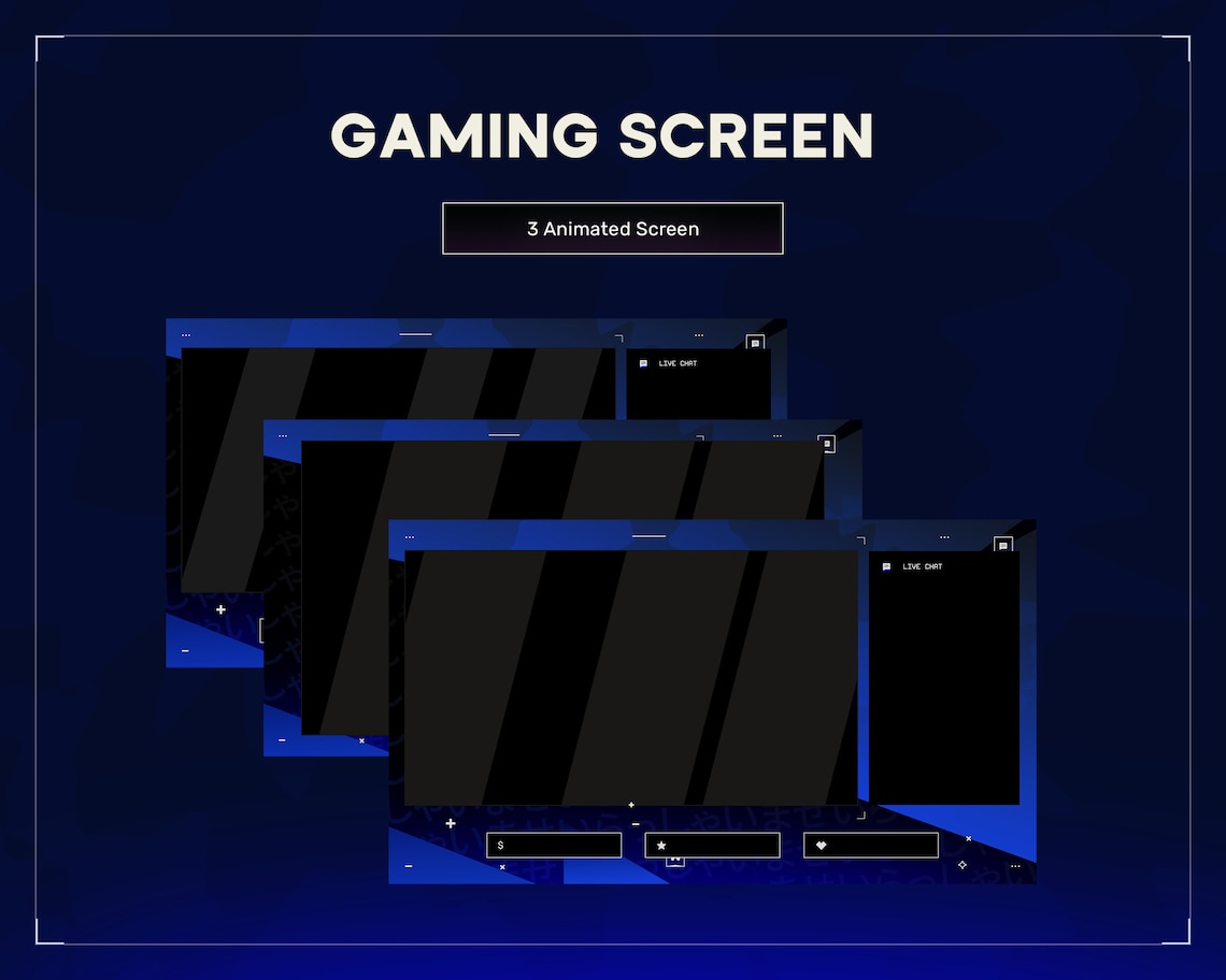 Dark Blue Stream Overlay Package Animated, Minimalist, Gaming, Twitch ...