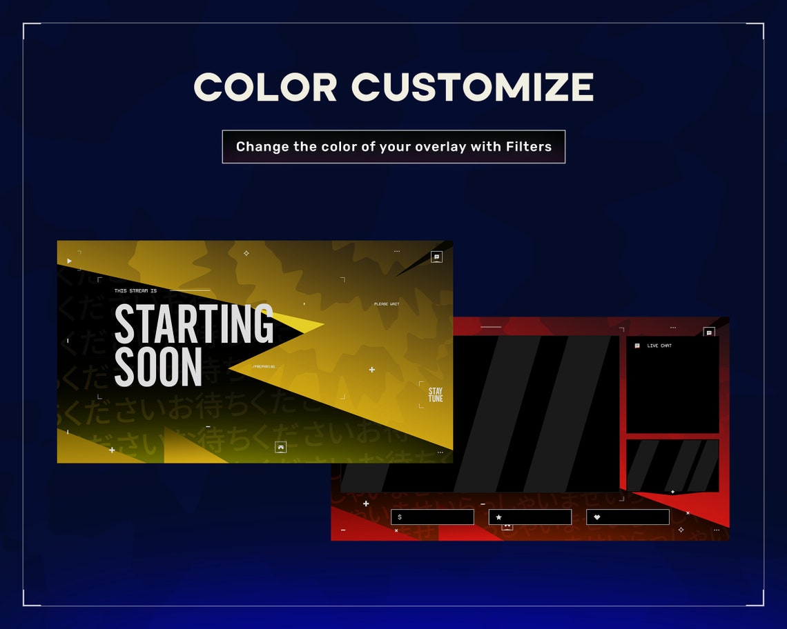 Dark Blue Stream Overlay Package Animated, Minimalist, Gaming, Twitch ...