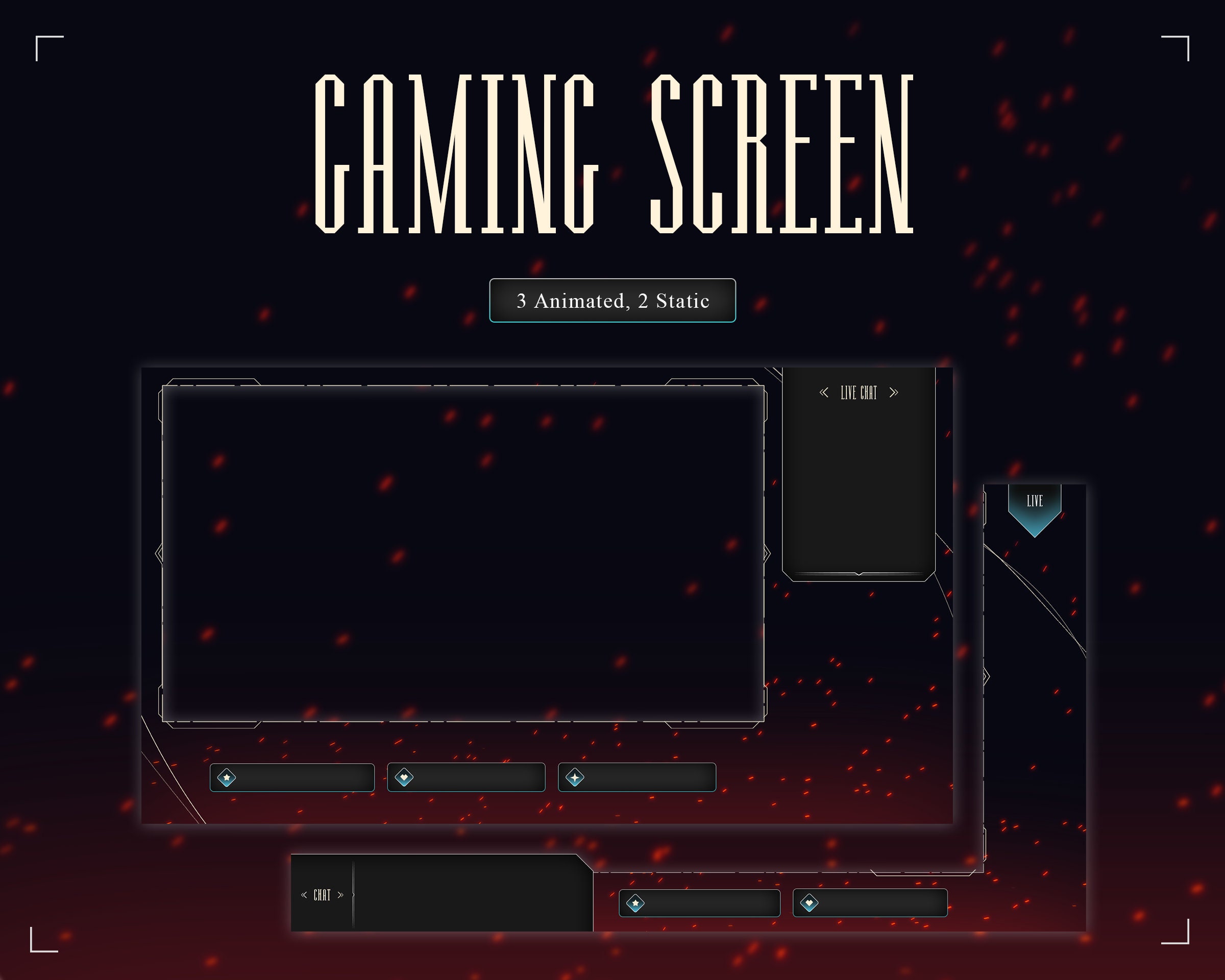 RPG Fantasy Animated Stream Overlay, Fire, Red, Particle, Glow, Background, Dark, Premium ...