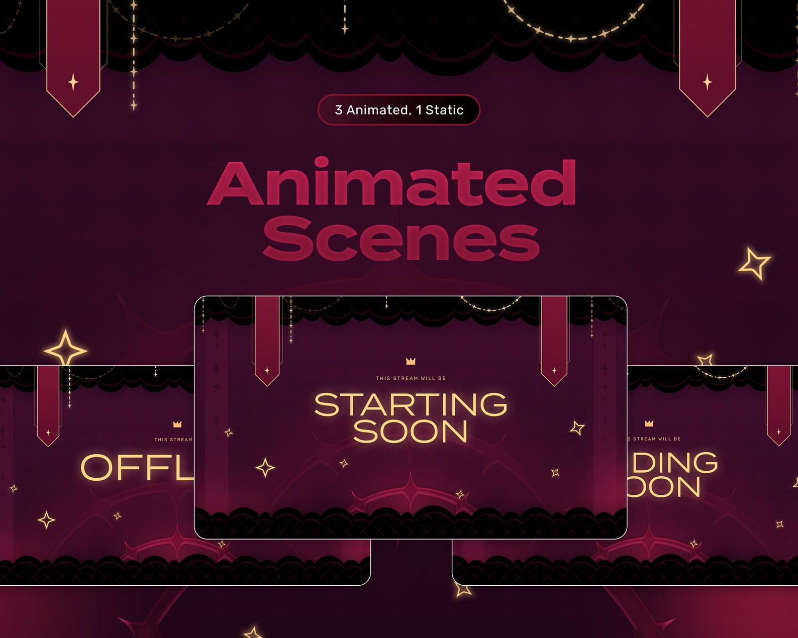 Vampire Crimson Animated Stream Overlay Package, Red, Glow, Twitch ...