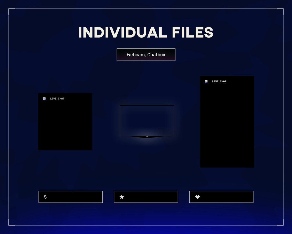 Dark Blue Stream Overlay Package Animated, Minimalist, Gaming, Twitch ...
