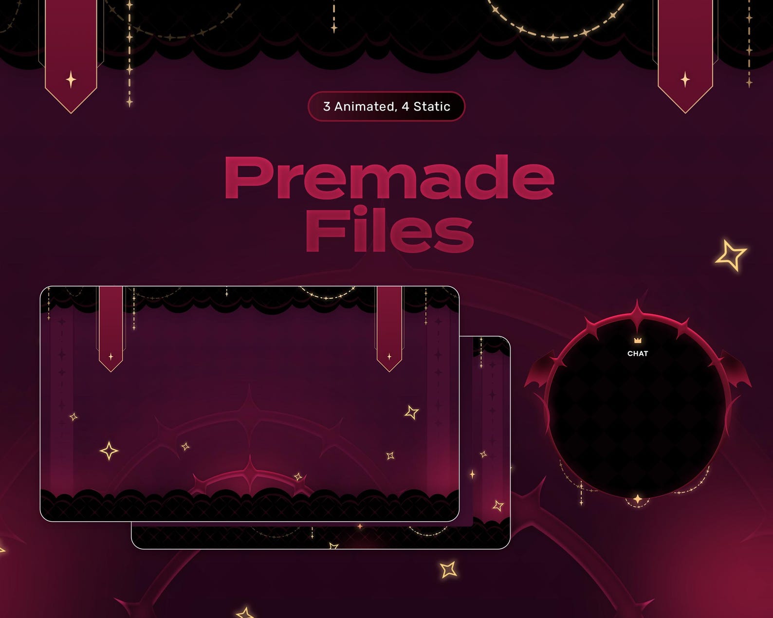 Vampire Crimson Animated Stream Overlay Package, Red, Glow, Twitch ...